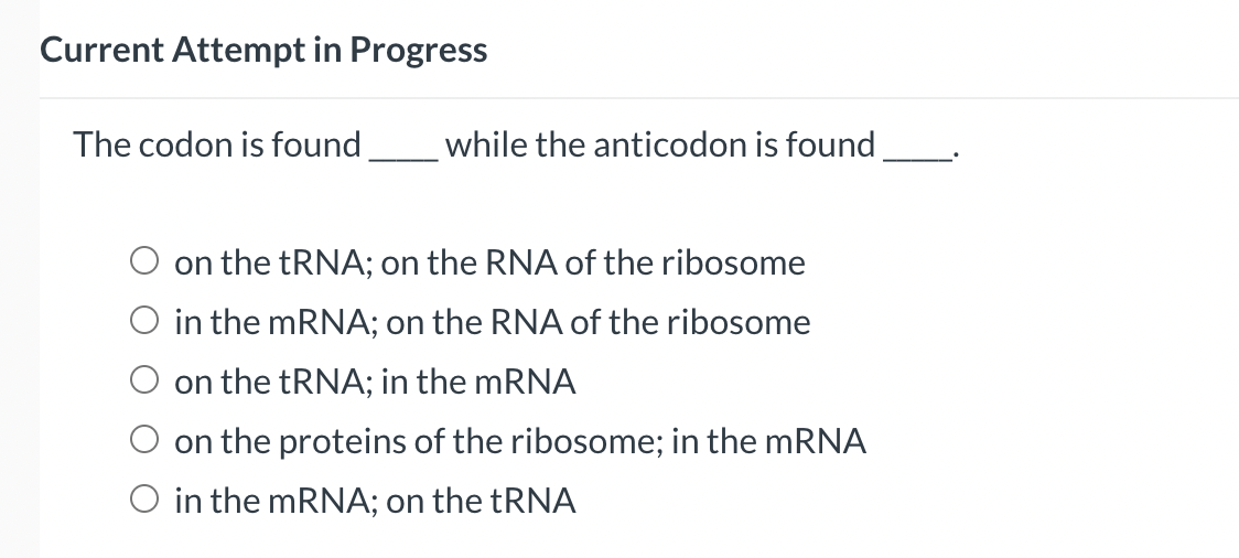 Solved Current Attempt in ProgressThe codon is found while | Chegg.com