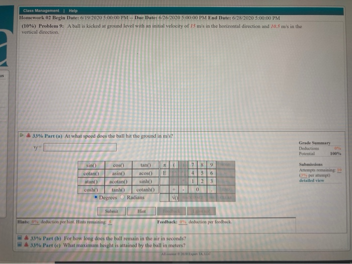 Solved Class Management | Help Homework 02 Begin Date: | Chegg.com