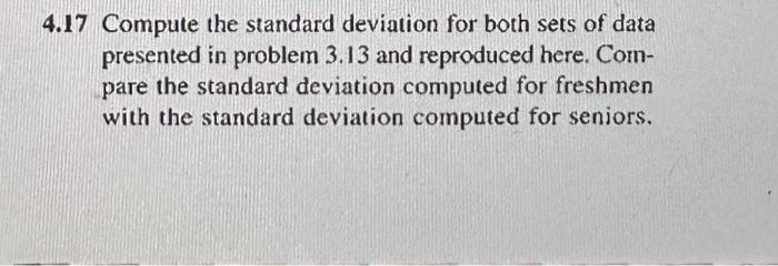 Solved 4.17 Compute the standard deviation for both sets of | Chegg.com