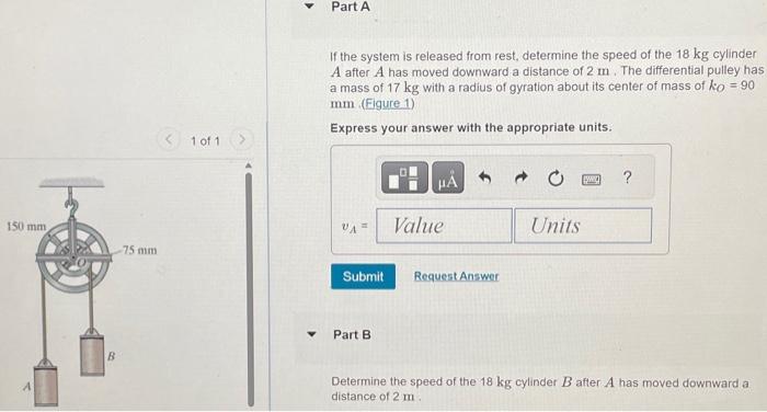 Solved If the system is released from rest, determine the | Chegg.com