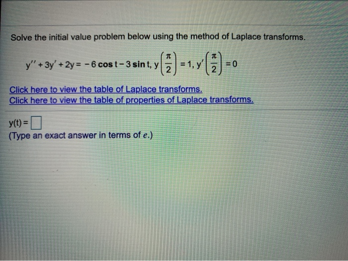 Solved Solve the initial value problem below using the | Chegg.com