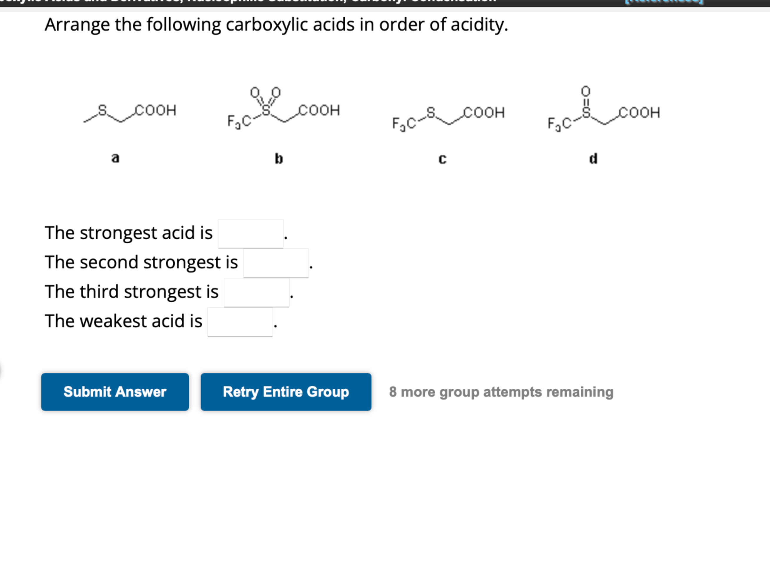 Solved Arrange the following carboxylic acids in order of | Chegg.com