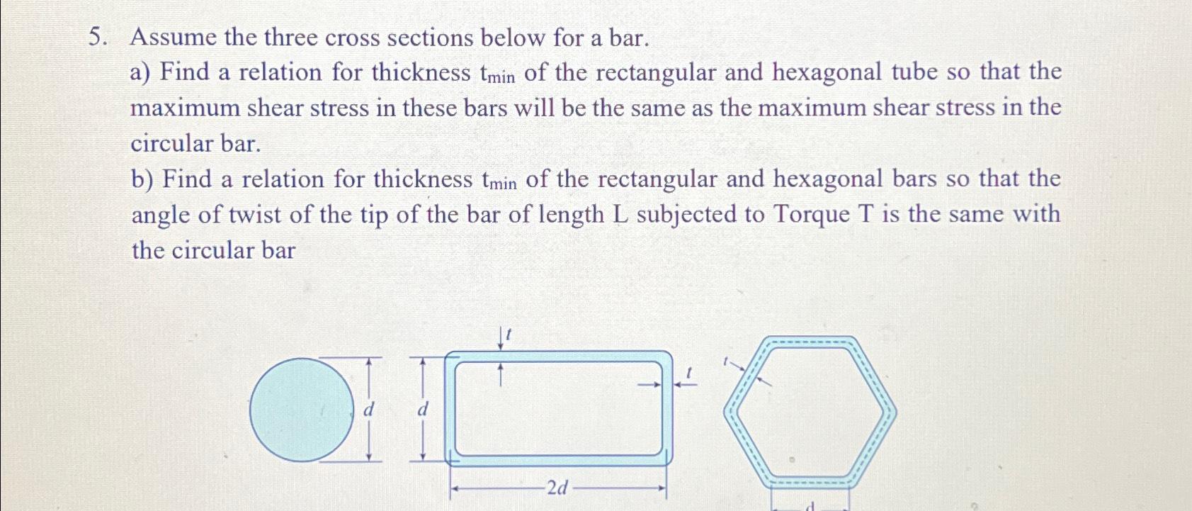Solved Assume the three cross sections below for a bar.a) | Chegg.com