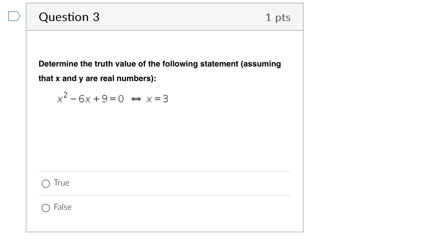Solved Question 31 ﻿ptsDetermine the truth value of the | Chegg.com