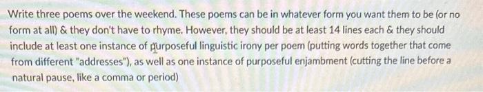 Write made up poems and follow the guidelines from | Chegg.com