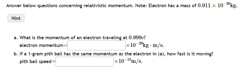 Solved Answer below questions concerning relativistic | Chegg.com