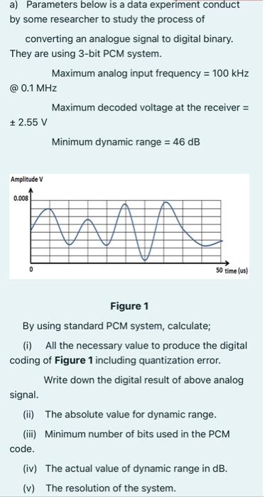 Solved a) Parameters below is a data experiment conduct by | Chegg.com