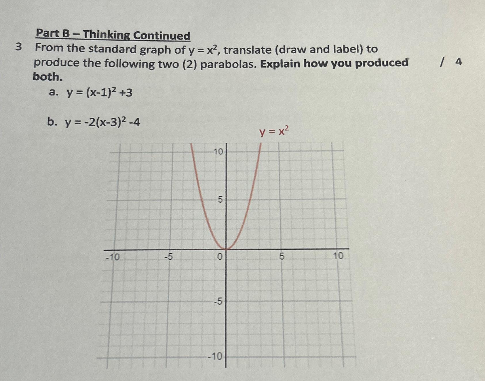 Solved Part B - ﻿Thinking Continued3 ﻿From the standard | Chegg.com