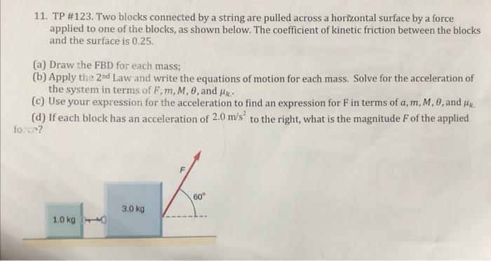 Solved 11. TP #123. Two blocks connected by a string are | Chegg.com
