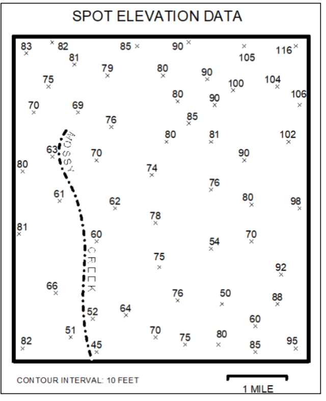 Solved Spot Elevation Datasketch Contour Linescontour
