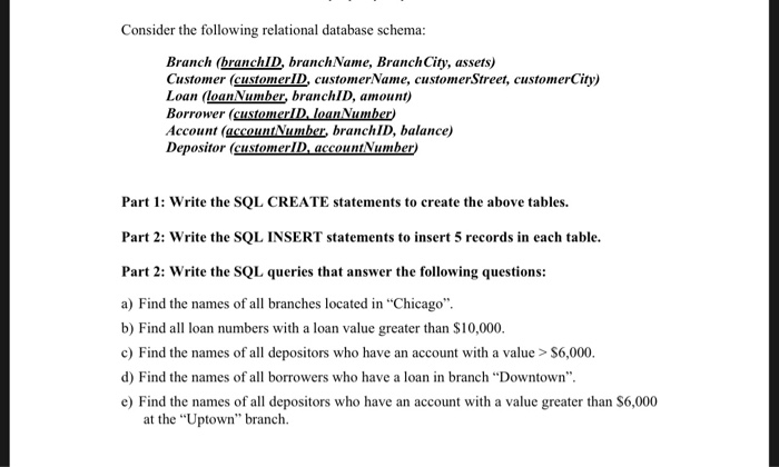 Solved Consider The Following Relational Database Schema