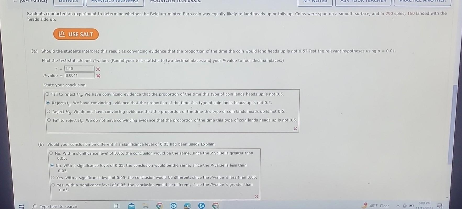 Solved Find the test statistic and P-value. (Round your test | Chegg.com