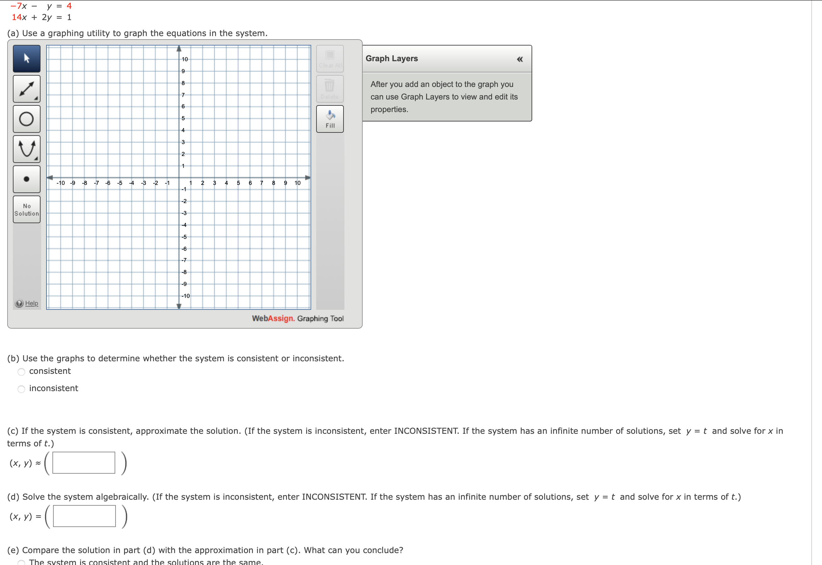 Solved (c) ﻿If the system is consistent, approximate the | Chegg.com