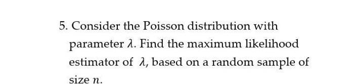 Solved 5. Consider the Poisson distribution with parameter | Chegg.com