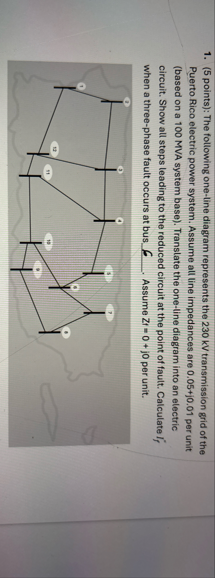 Solved (5 ﻿points): The following one-line diagram | Chegg.com