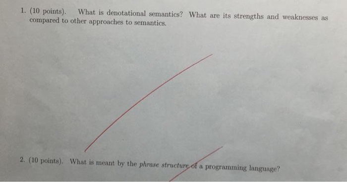 Solved 1. (10 points) What is denotational semantics? What | Chegg.com