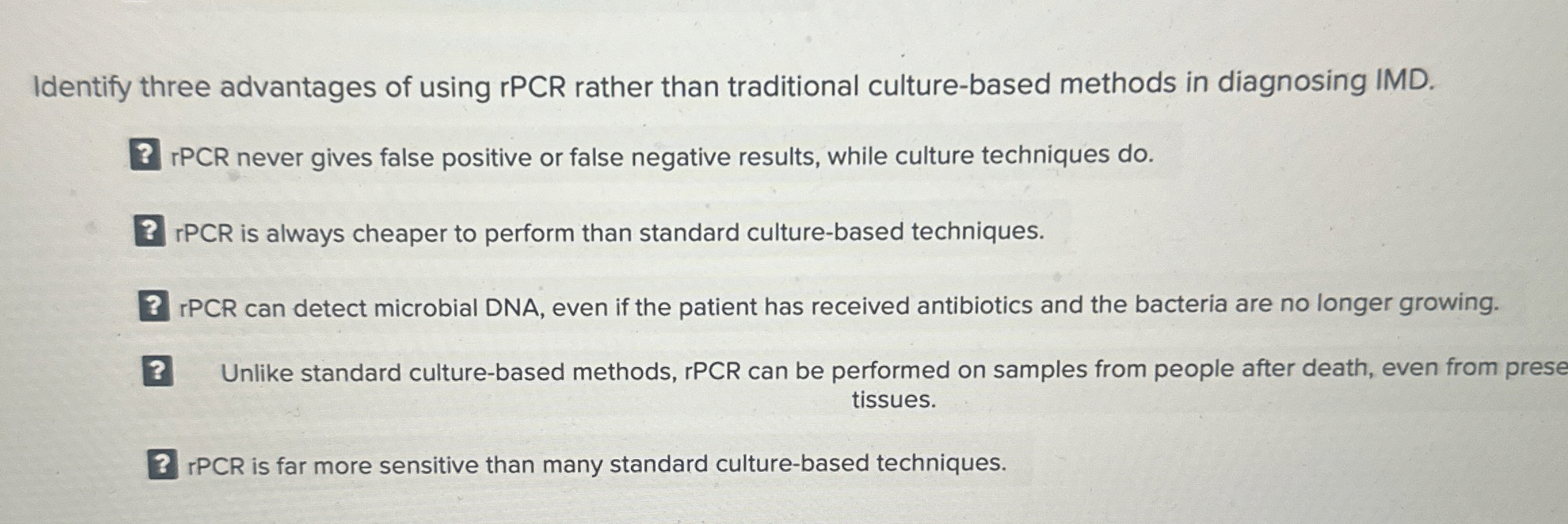 Solved Identify three advantages of using rPCR rather than | Chegg.com