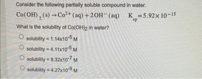 Solved Consider the following partially soluble compound in | Chegg.com
