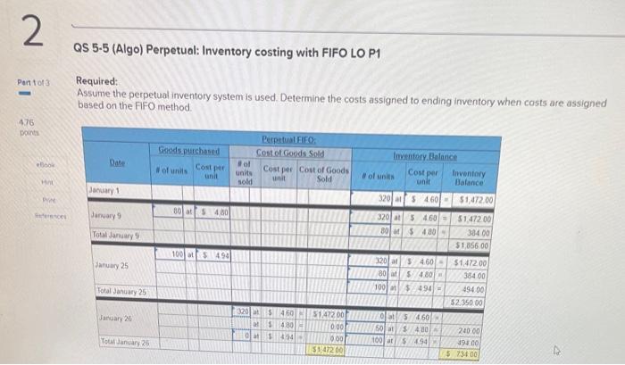 Solved QS 5-5 (Algo) Perpetual: Inventory costing with FIFO | Chegg.com