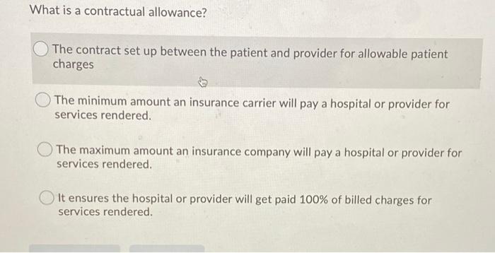 Solved What is a contractual allowance? The contract set up | Chegg.com