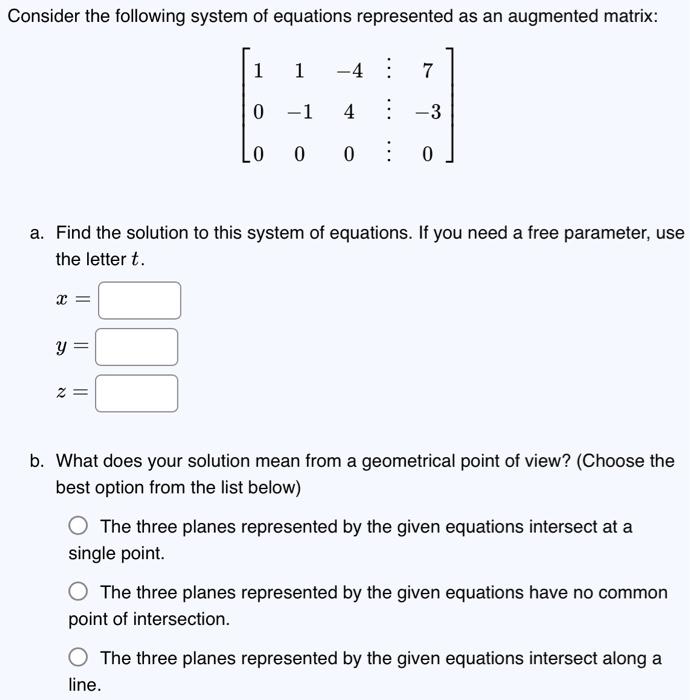 Solved Consider the following system of equations | Chegg.com