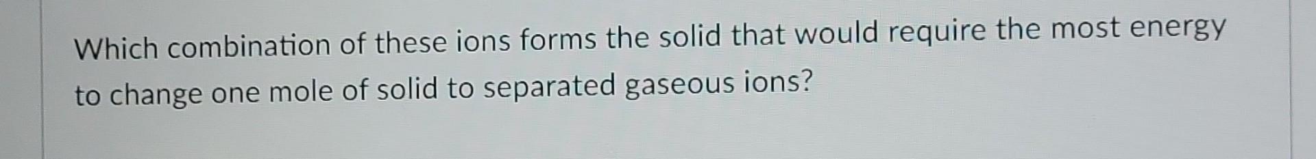 Which combination of these ions forms the solid that | Chegg.com