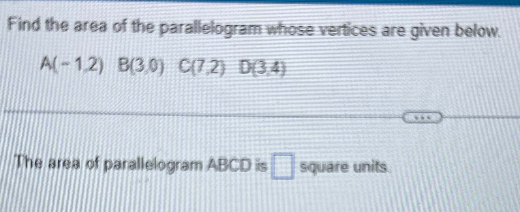 Solved Find the area of the parallelogram whose vertices are | Chegg.com
