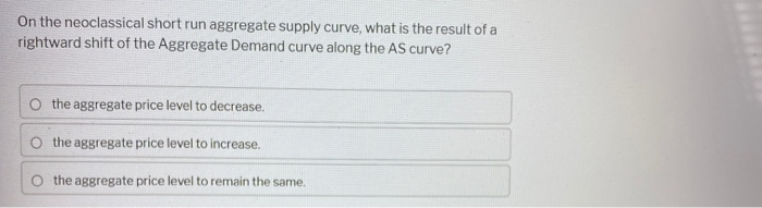 Solved On the neoclassical short run aggregate supply curve, | Chegg.com
