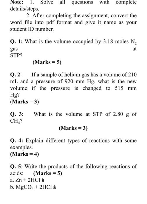 Solved Note: 1. Solve all questions with complete | Chegg.com