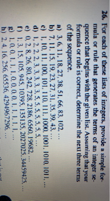 Solved 26. For each of these lists of integers, provide a | Chegg.com