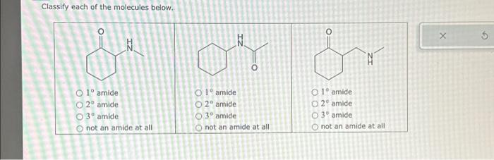 Solved Classify each of the molecules below. O O 1º amide O | Chegg.com