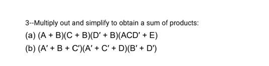 Solved 3--Multiply out and simplify to obtain a sum of | Chegg.com