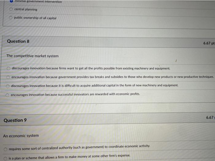 Solved minimal government intervention central planning | Chegg.com