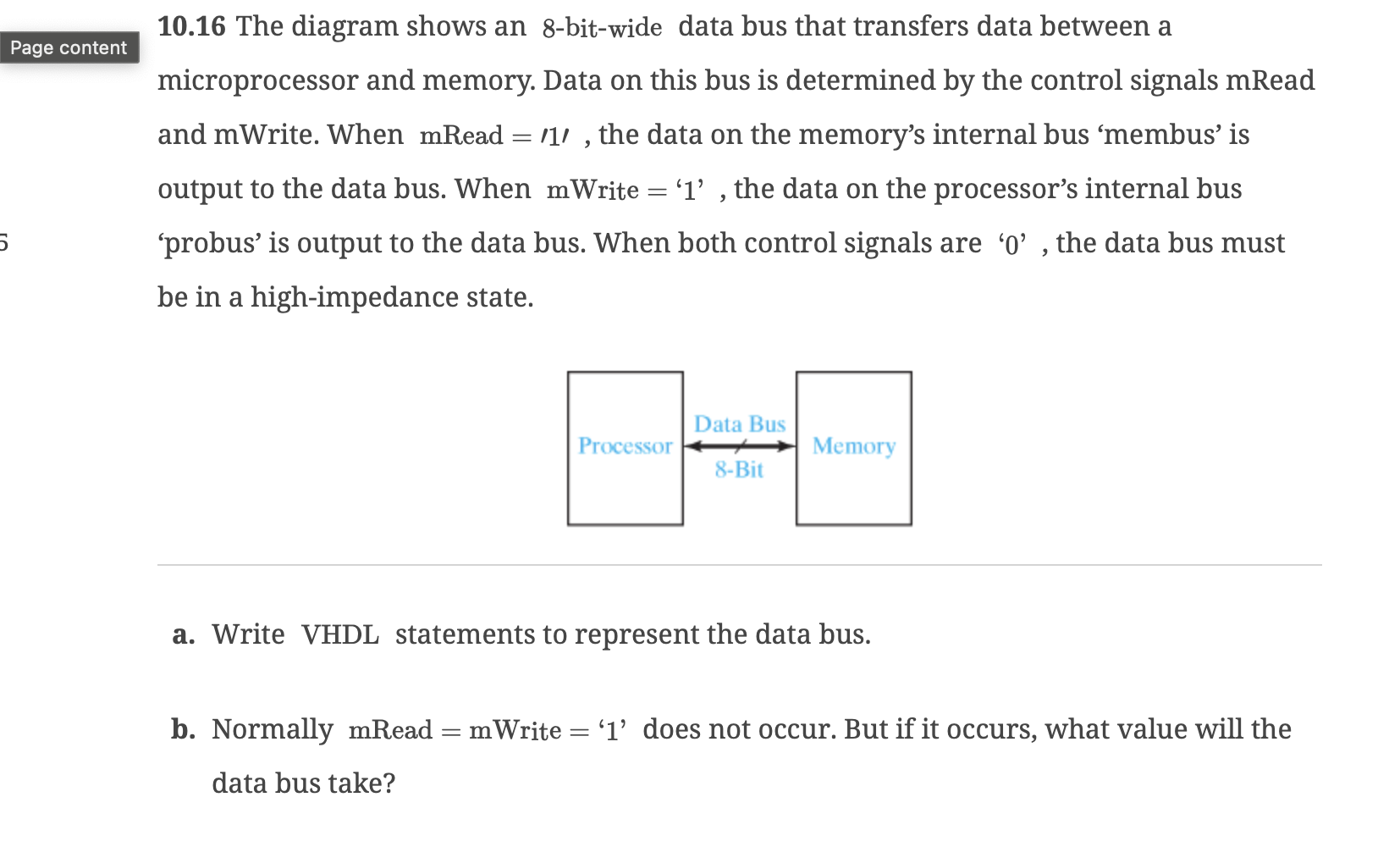 Solved 10.16 ﻿The diagram shows an 8-bit-wide data bus that | Chegg.com
