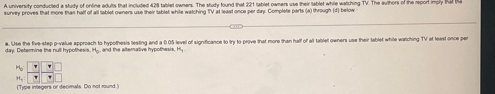 Solved survey proves that more than half of all tablet | Chegg.com