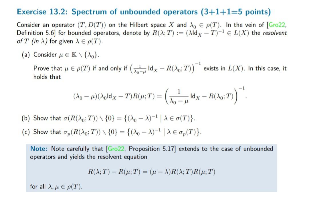 Solved Exercise 13.2: Spectrum of unbounded operators | Chegg.com