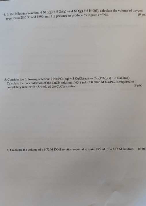Solved 4. In the following reaction: 4 NH3(g) +5 02(g) → 4 | Chegg.com