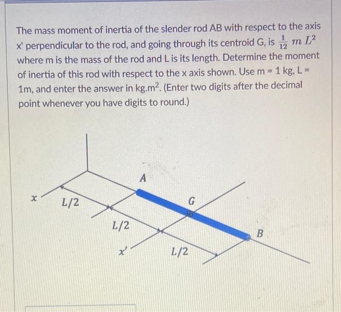 Solved The mass moment of inertia of the slender rod AB with | Chegg.com