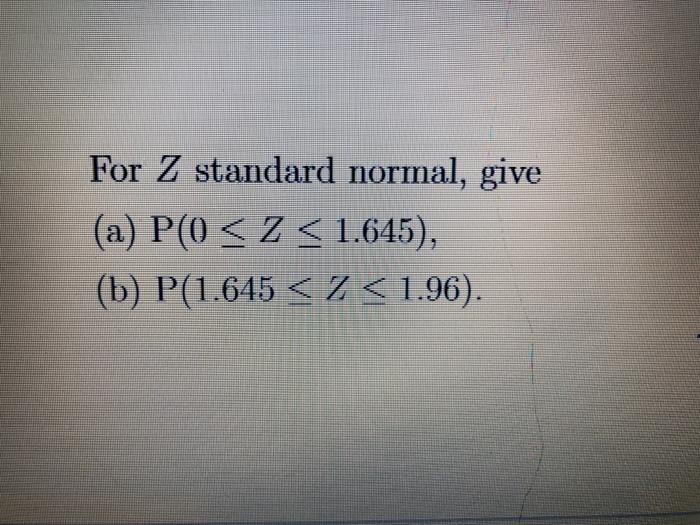 Solved For Z standard normal, give (a) P(0