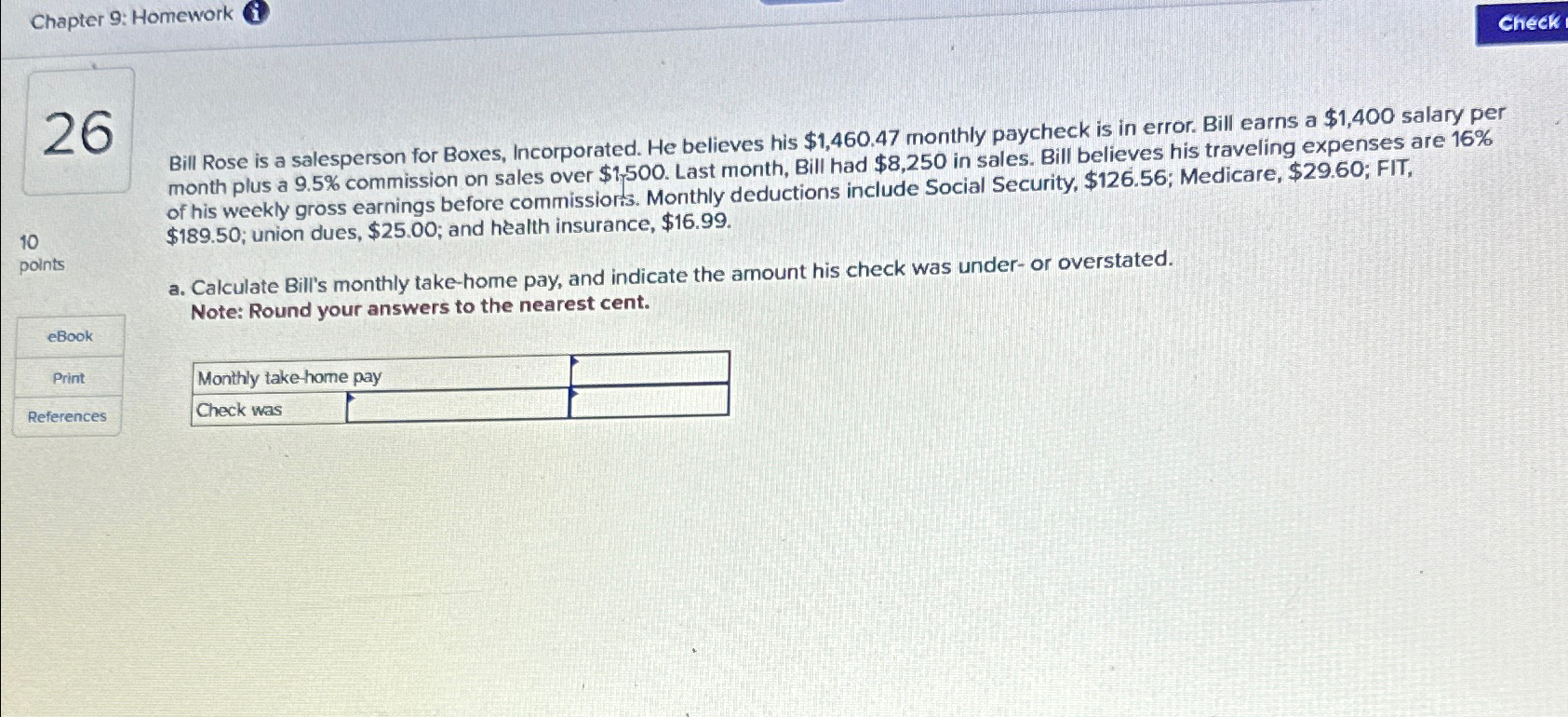 Solved Chapter 9: Homework (i)2610pointseBookBill Rose is a | Chegg.com