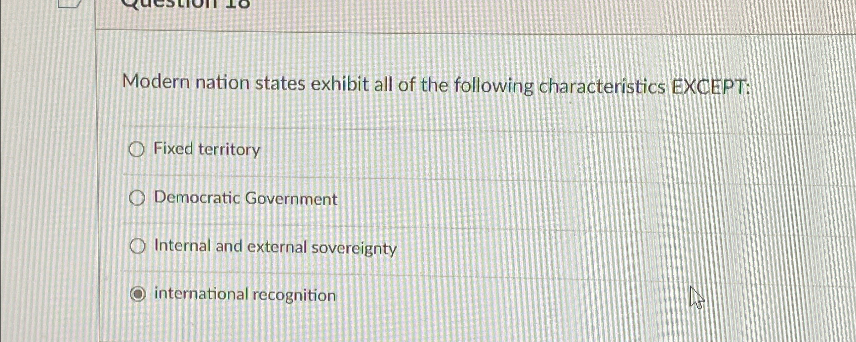 Solved Modern nation states exhibit all of the following | Chegg.com