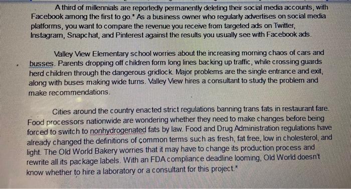 11.1. Problem, Purpose, and Scope Statements (LO. 1) | Chegg.com