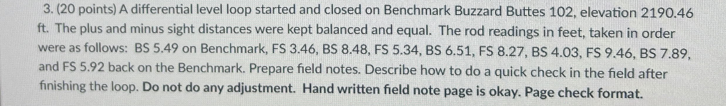 Solved (20 ﻿points) ﻿A differential level loop started and | Chegg.com