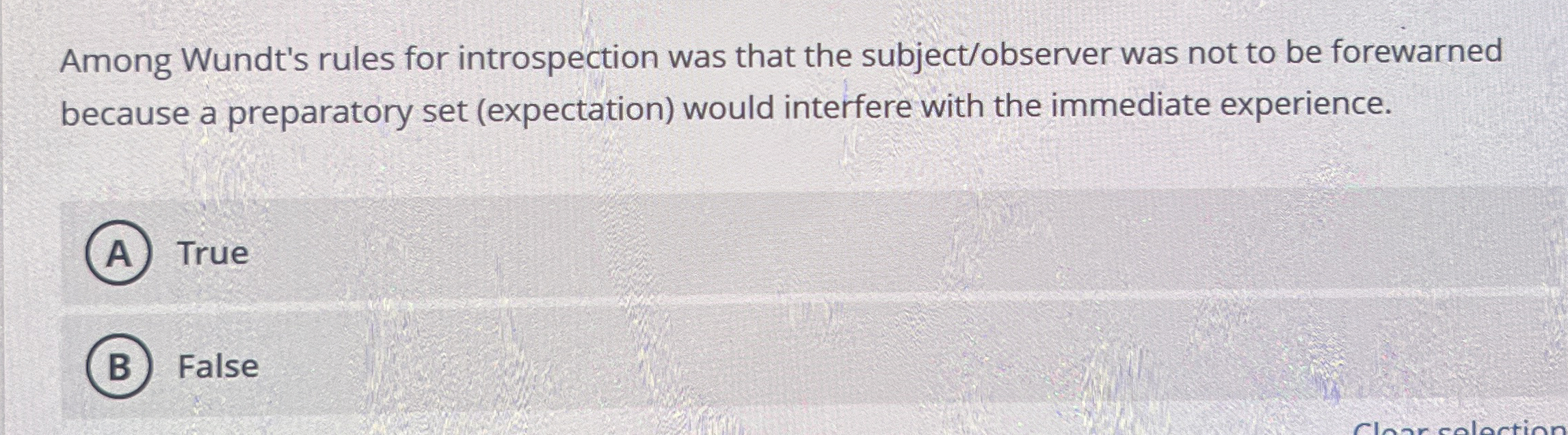 Solved Among Wundt's rules for introspection was that the | Chegg.com