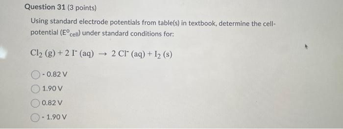 Solved Using Standard Electrode Potentials From Table S In