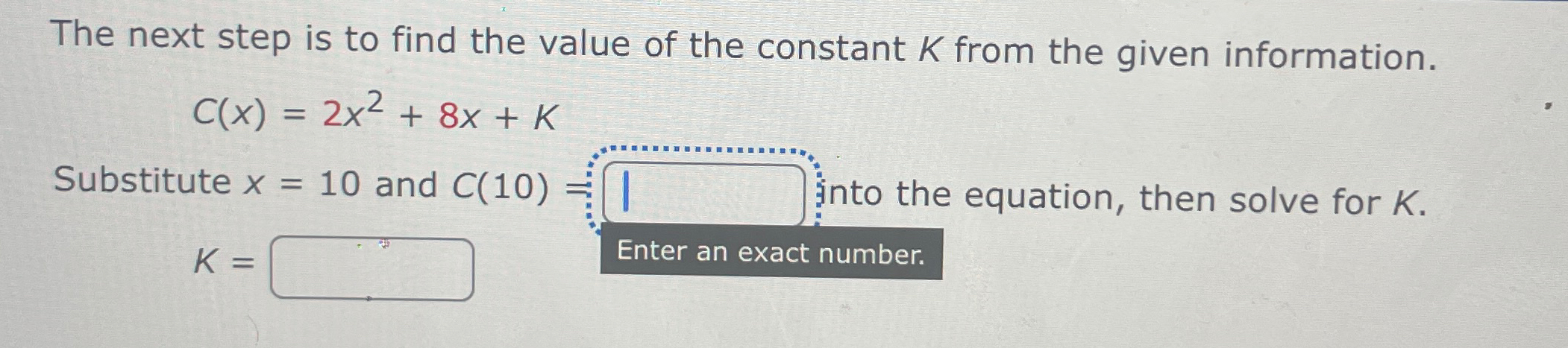 Solved The next step is to find the value of the constant K | Chegg.com