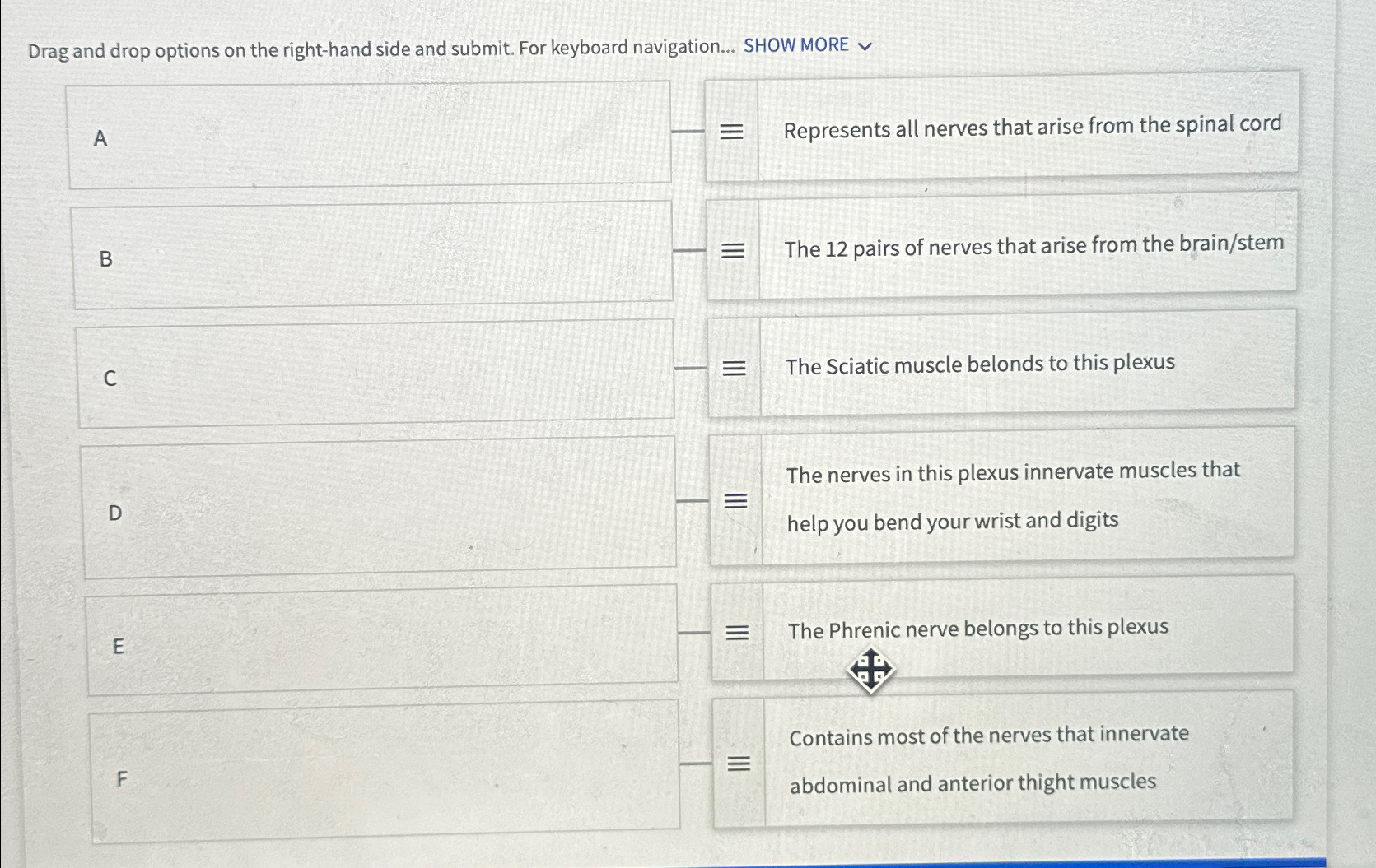 Solved Drag and drop options on the right-hand side and | Chegg.com
