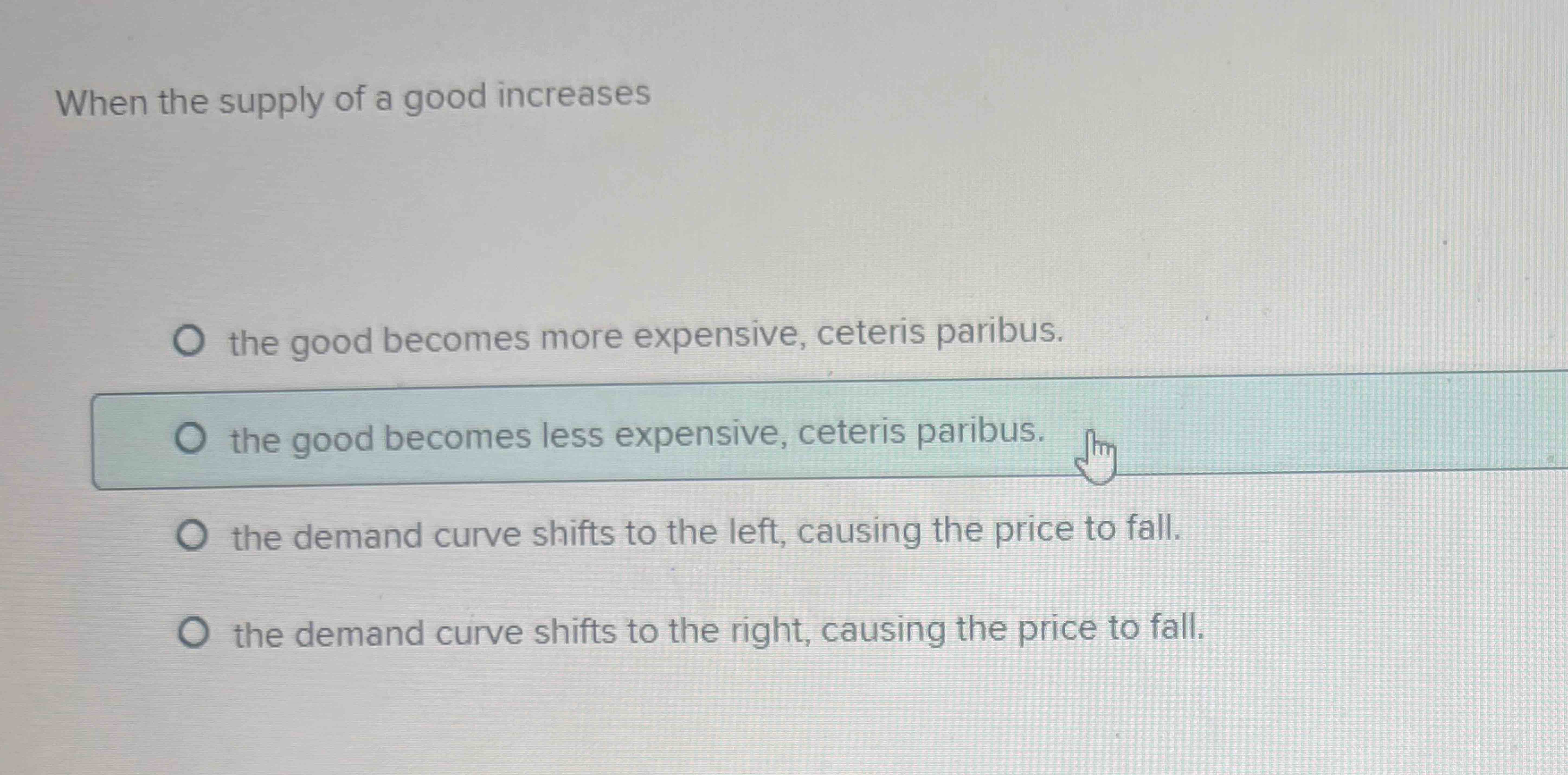 Solved Exit Assignment xWhen the supply of a good | Chegg.com