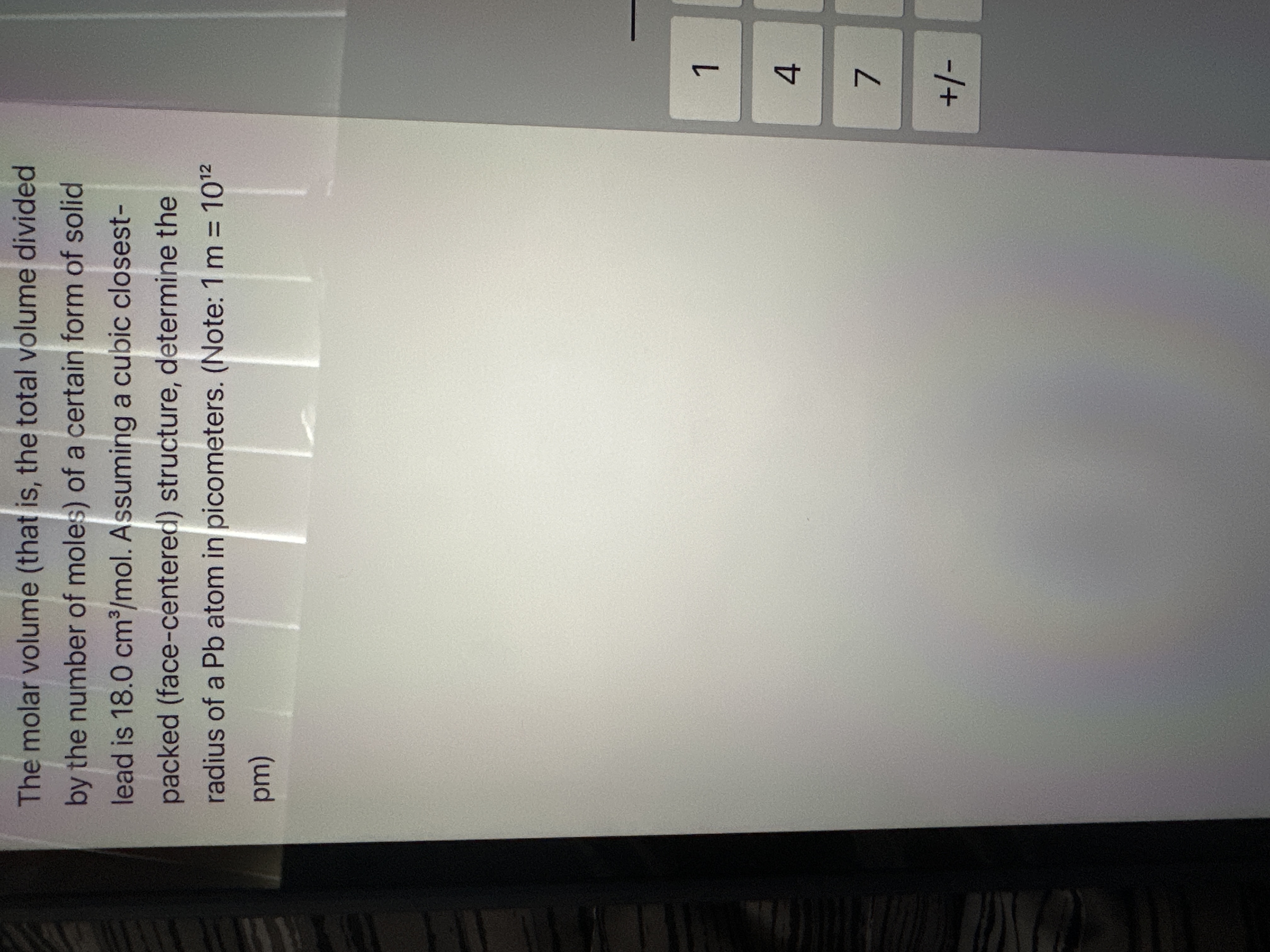 Solved The molar volume (that is, ﻿the total volume | Chegg.com