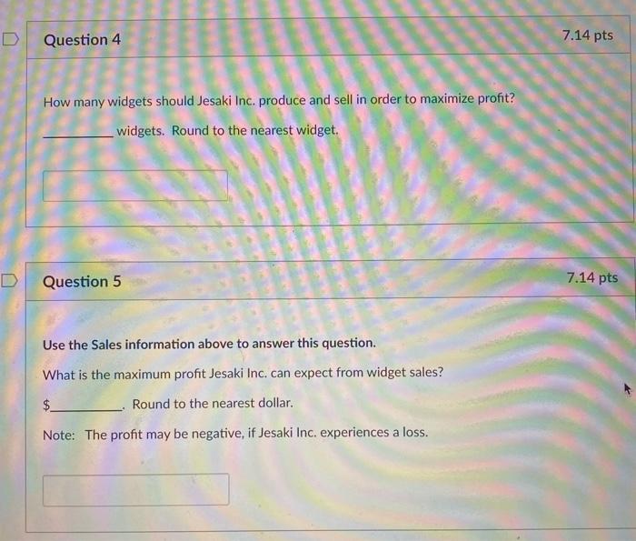 Solved Jesaki Inc. is trying to enter the widget market. The | Chegg.com